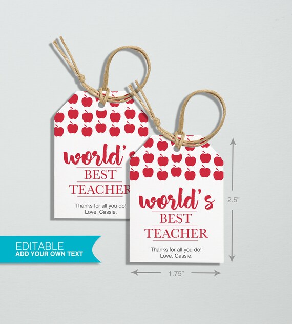 Teacher Appreciation Gift Tags Editable Template Teacher | Etsy