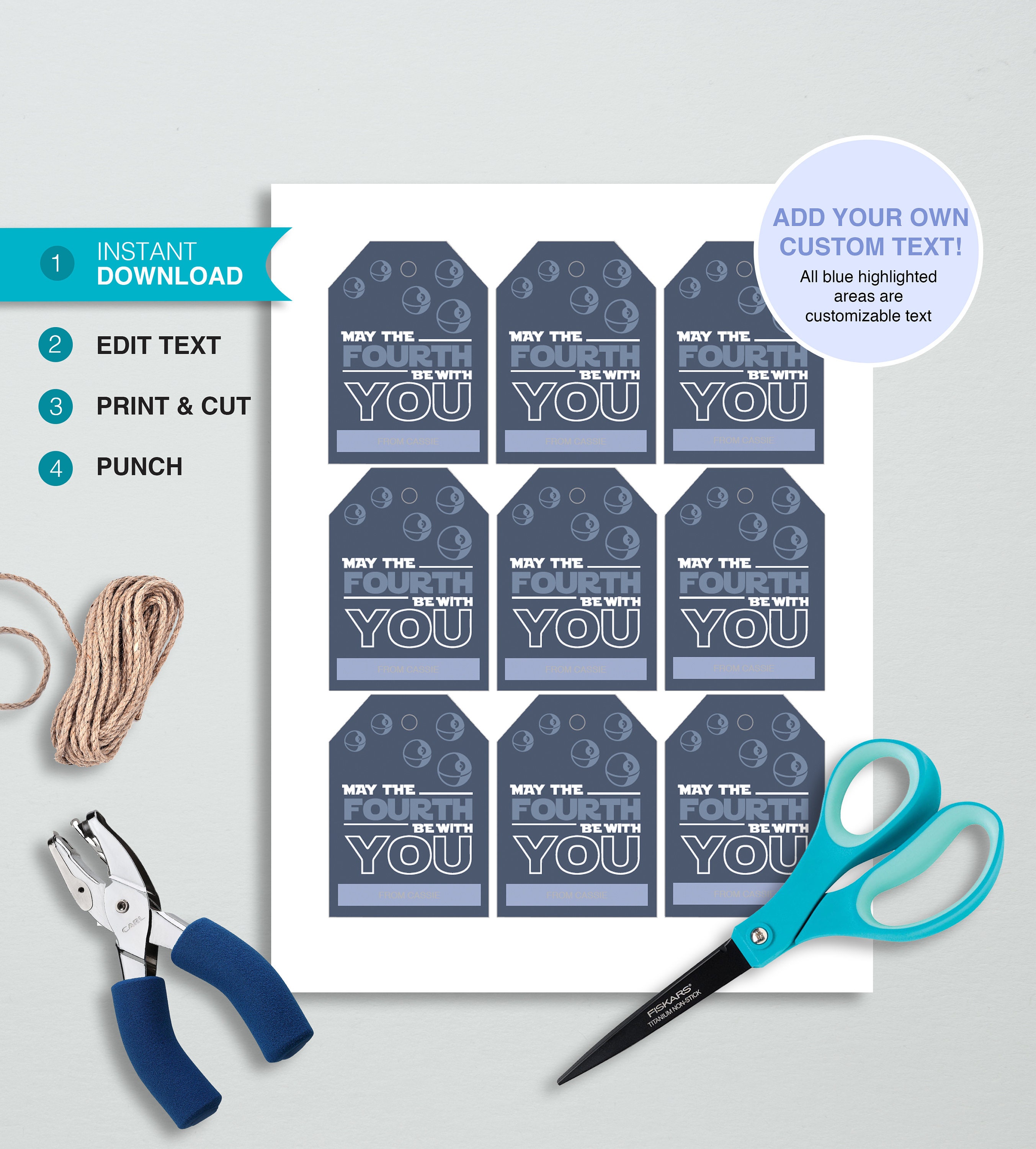 May the Fourth Be With You Gift Tags - Editable Template, Star Wars ...
