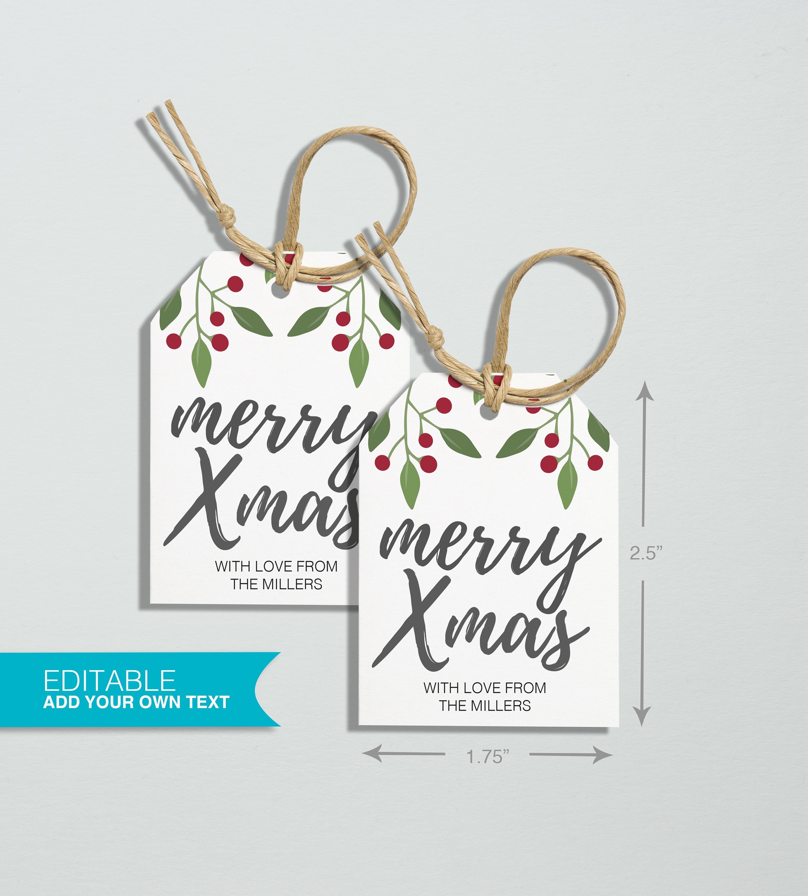 Editable Template - Christmas Gift Tags, Xmas Printable Gift Tags ...