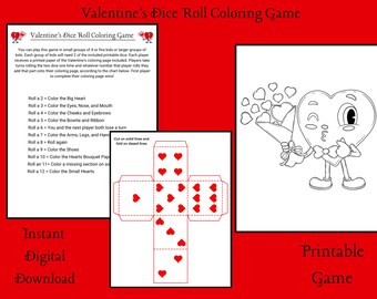 Printable Valentine Gnome Color by Number: Roll and Color Dice Game ...