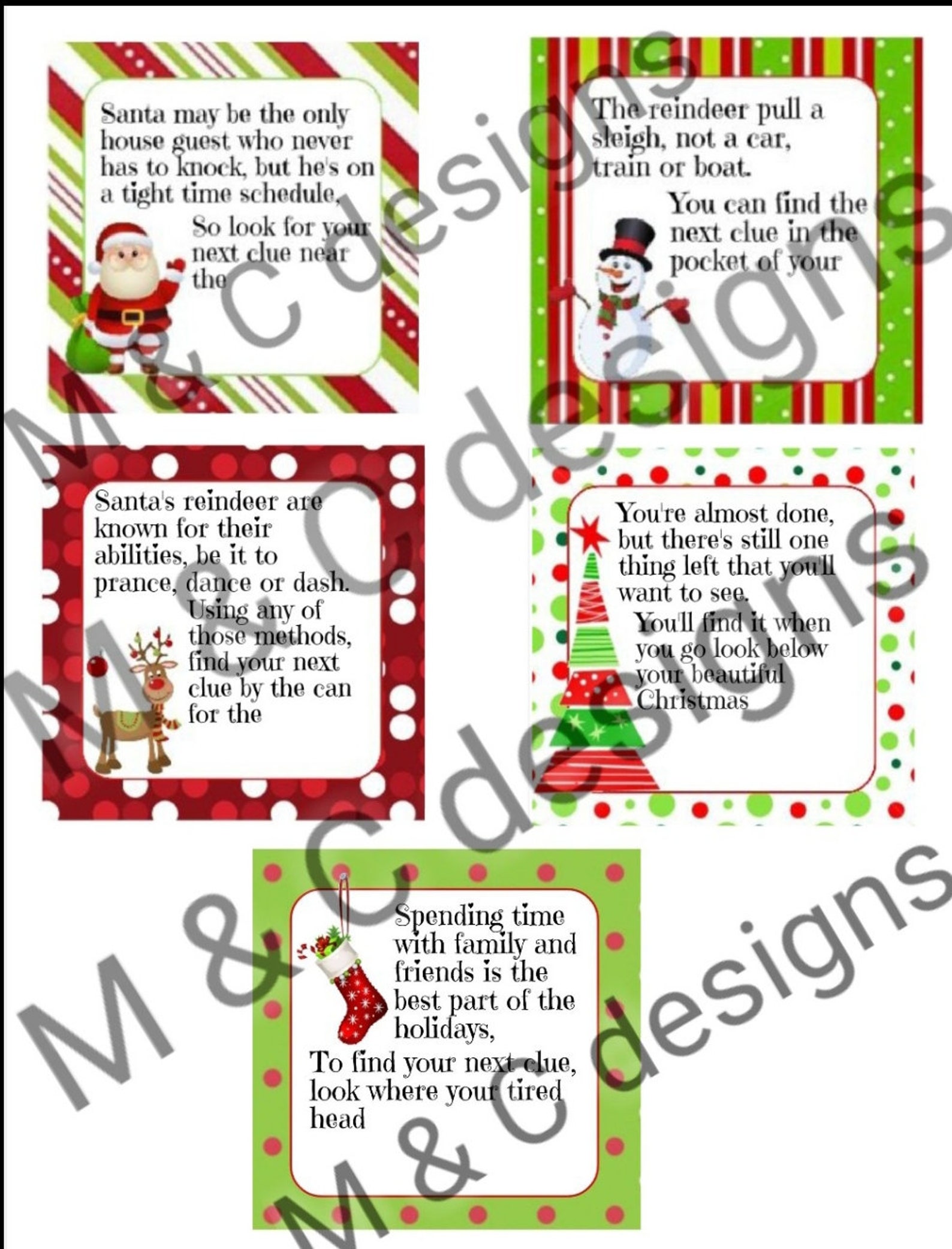 Christmas Advent Treasure Hunt Clue Cards - Etsy