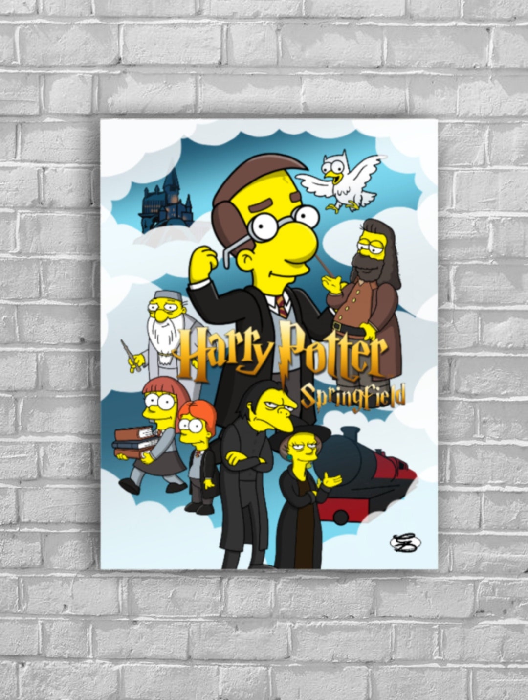 Simpsons Harry Potter Mashup Print, Milhouse Potter Artwork (20.5cm X ...