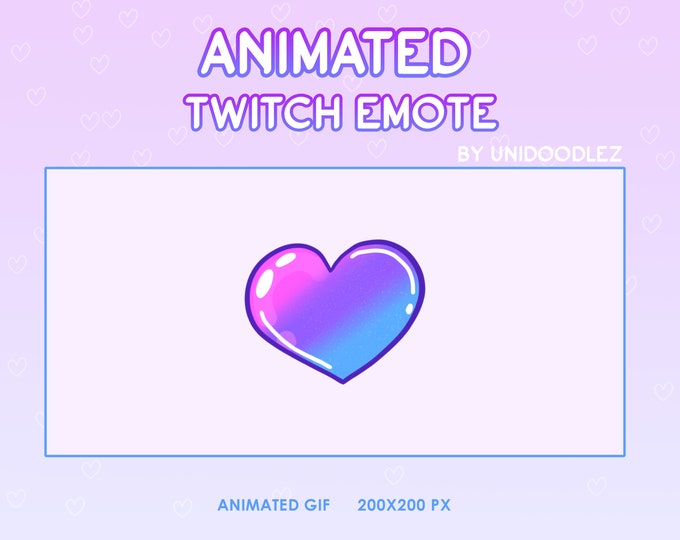 Bi Pride Flag Glossy Heart Love Emote Cute Twitch Emote Design Twitch ...