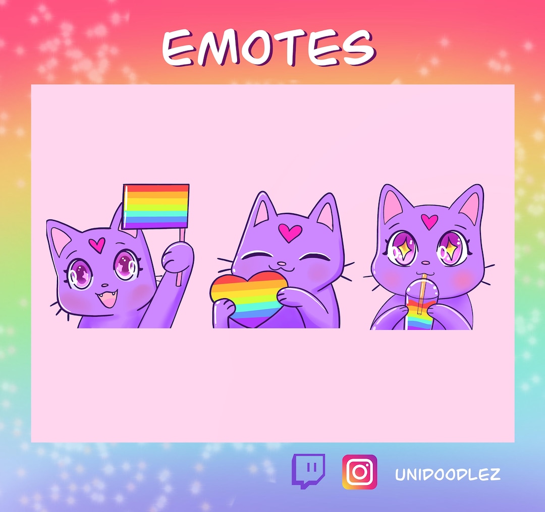 Pride Cat Emotes/ Premade Twitch Emotes/ LGBTQ+ / Affiliate Streamer - Etsy