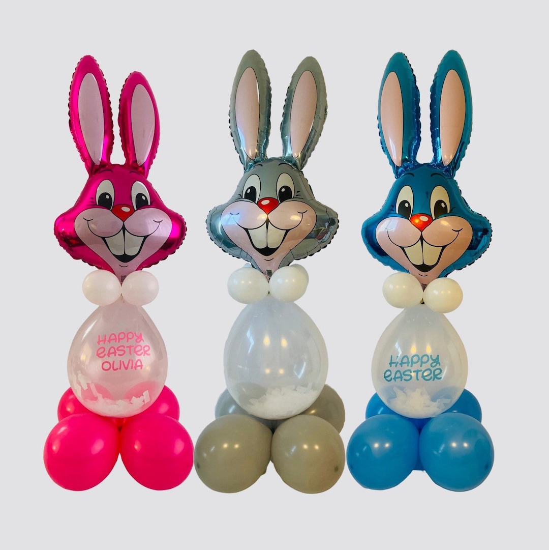 Personalised Easter Balloon KIT Pop Me Happy Easter Stuffed Balloon 5FT ...