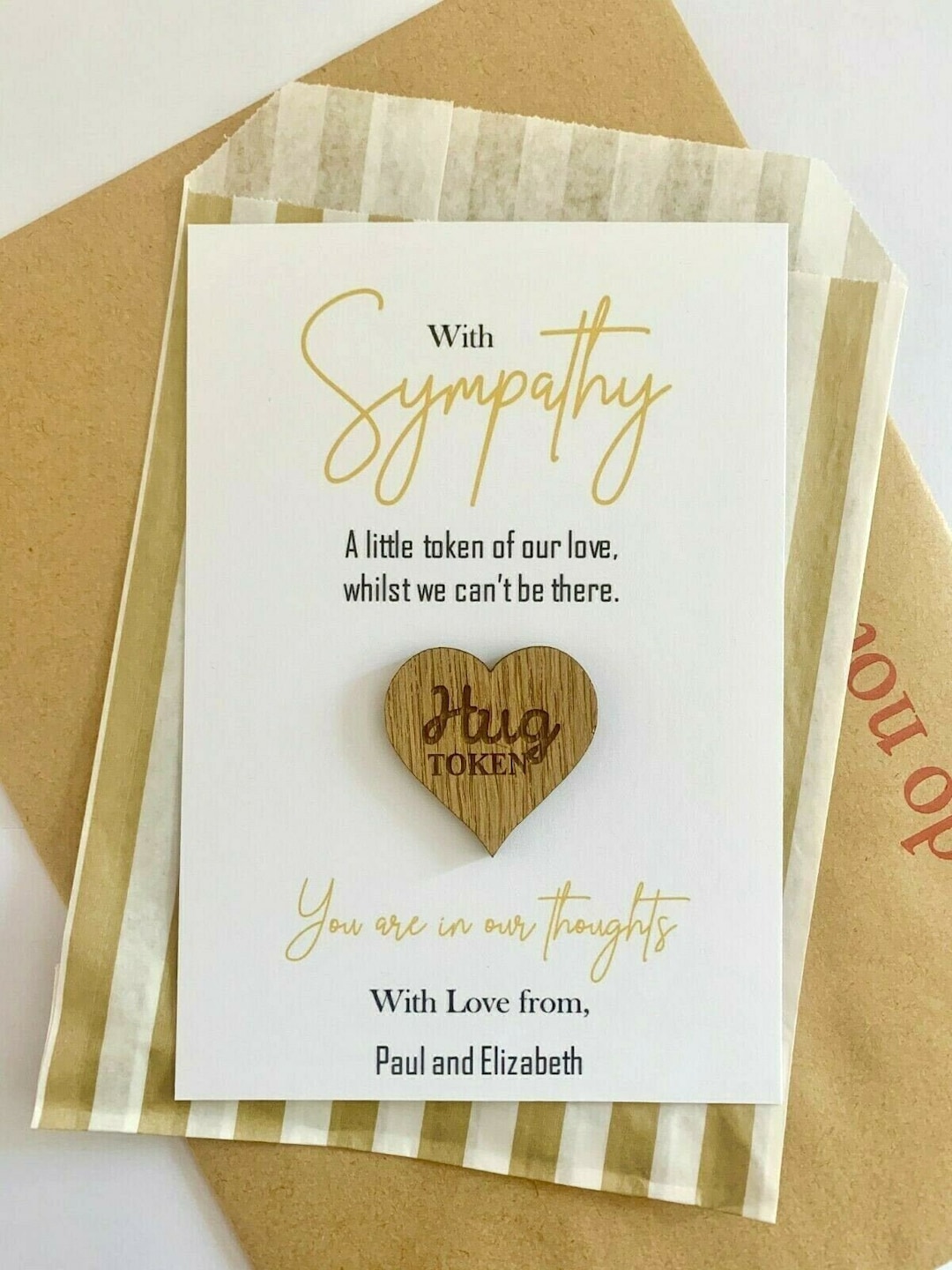 Personalised Sympathy Pocket Hug Token Condolences Card Thinking of You ...