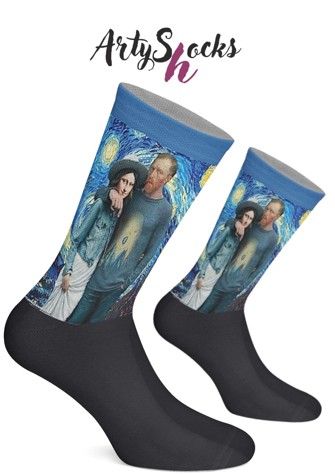 Van Gogh's and Mona Lisa Socks/ Adult Socks/ Art Socks/ Funny Socks/modern Socks/printed Socks ...
