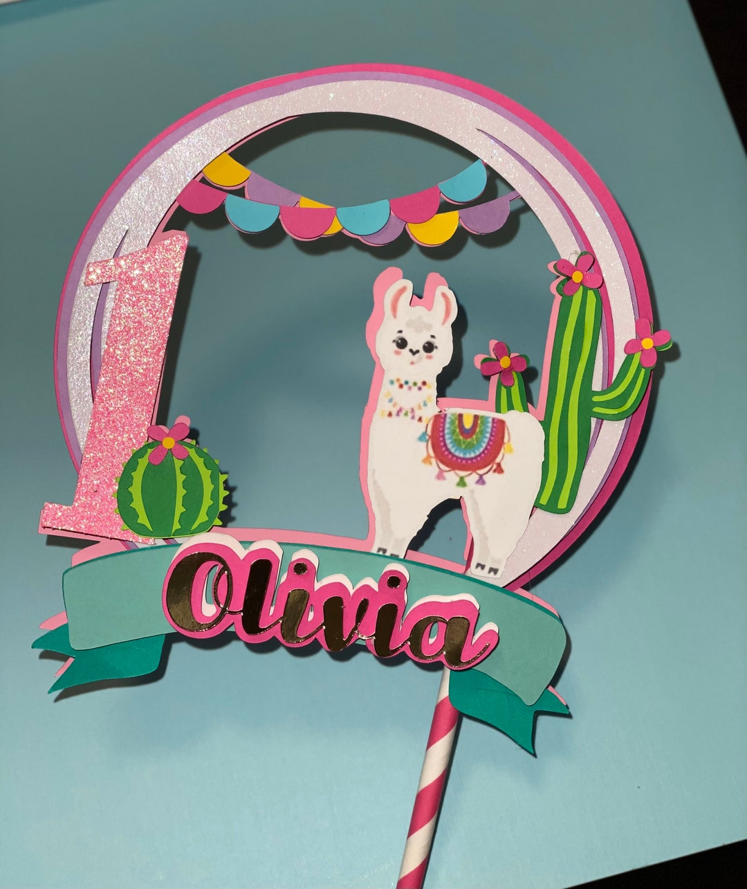 Inspired/ Llama Cake Topper/ Cactus/ Girls Birthday/ Treats Toppers ...