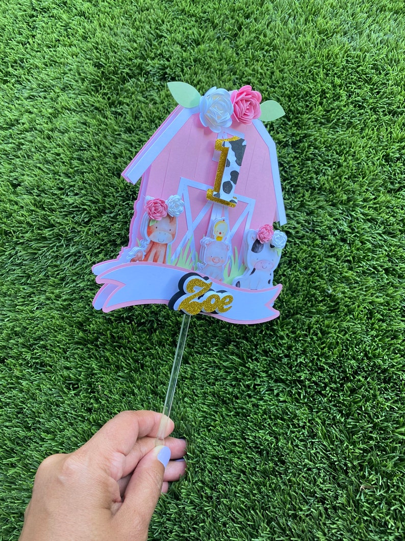Farm Cake Topper / Girly Barn Cake Topper / Girly Barn Party / Cupcake ...