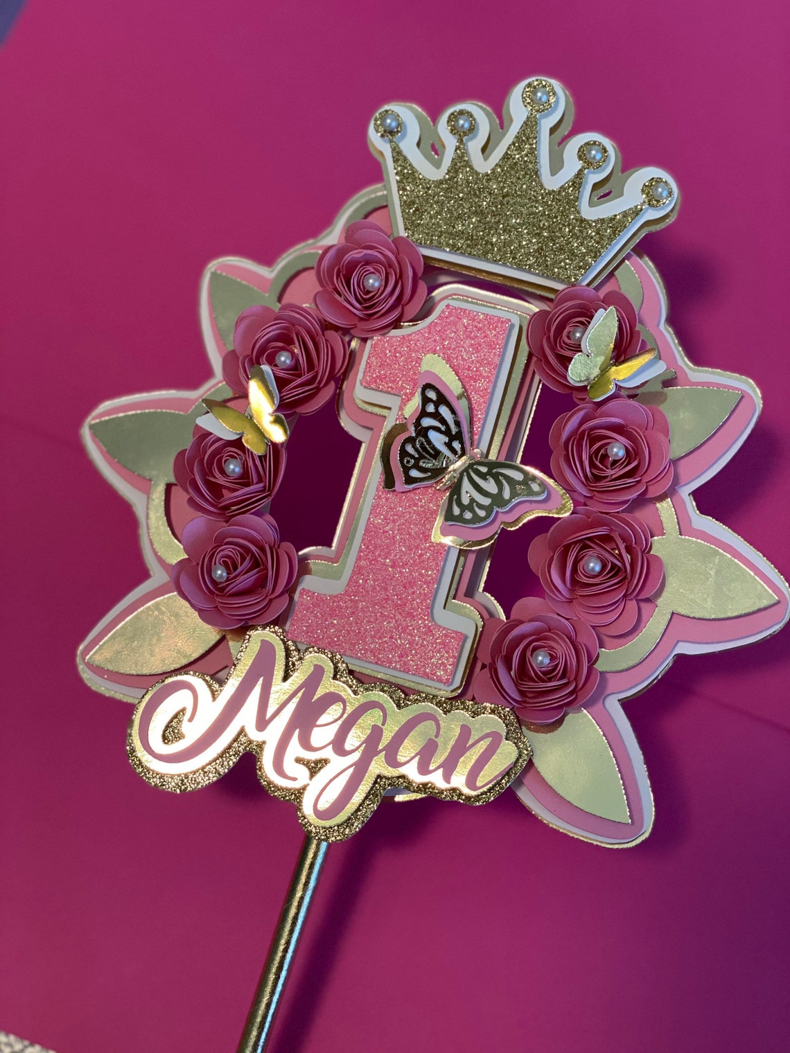 Cake Topper/ Princess Cake Topper/ One Year Birthday Cake Topper/1st ...