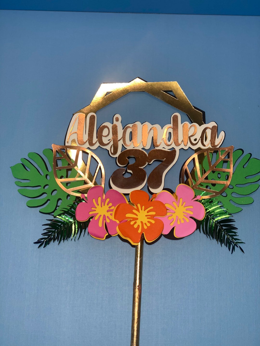 Inspired/ Tropical Cake Topper/ Flowers/ Woman Birthday/ Treats Toppers ...