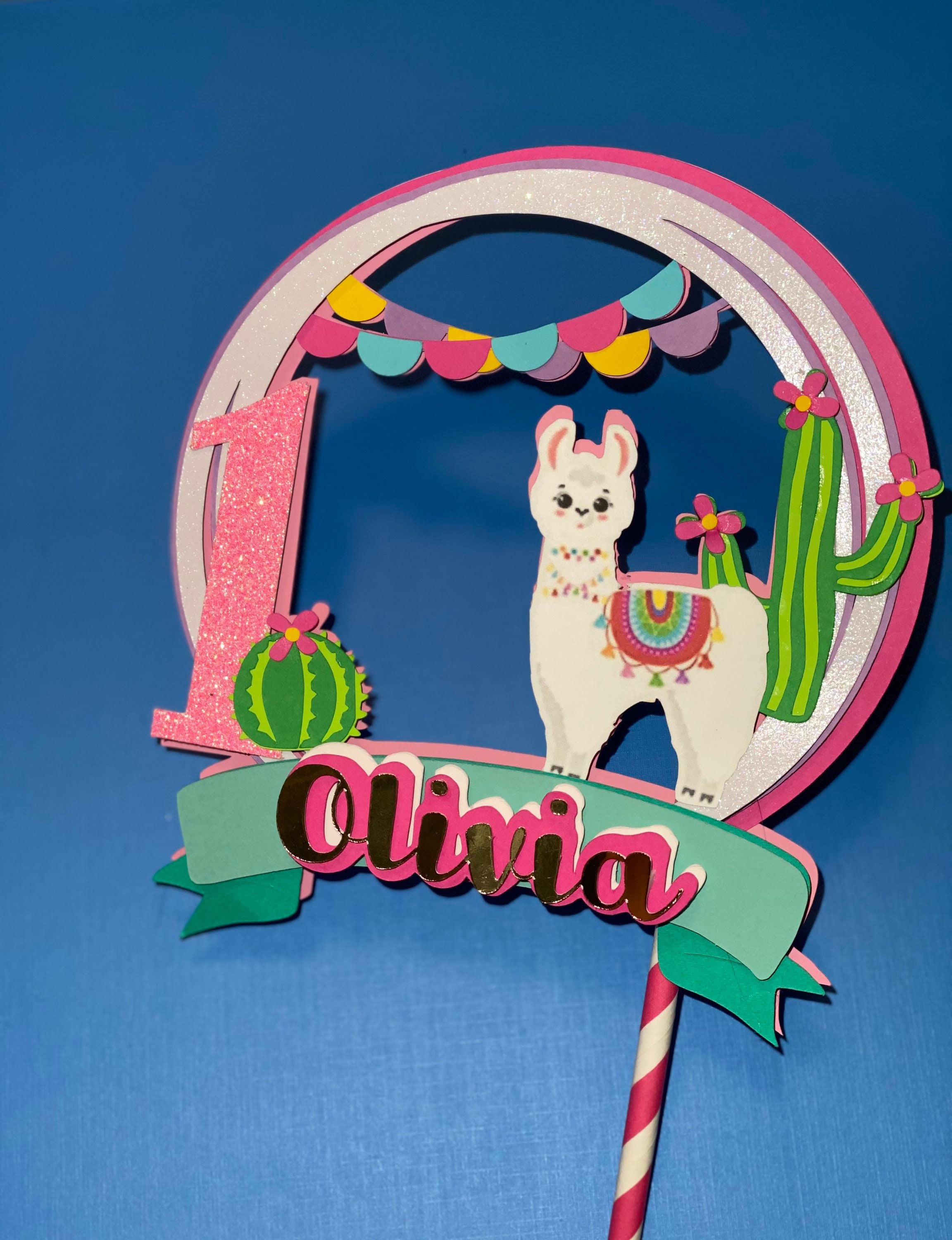 Inspired/ Llama Cake Topper/ Cactus/ Girls Birthday/ Treats Toppers ...