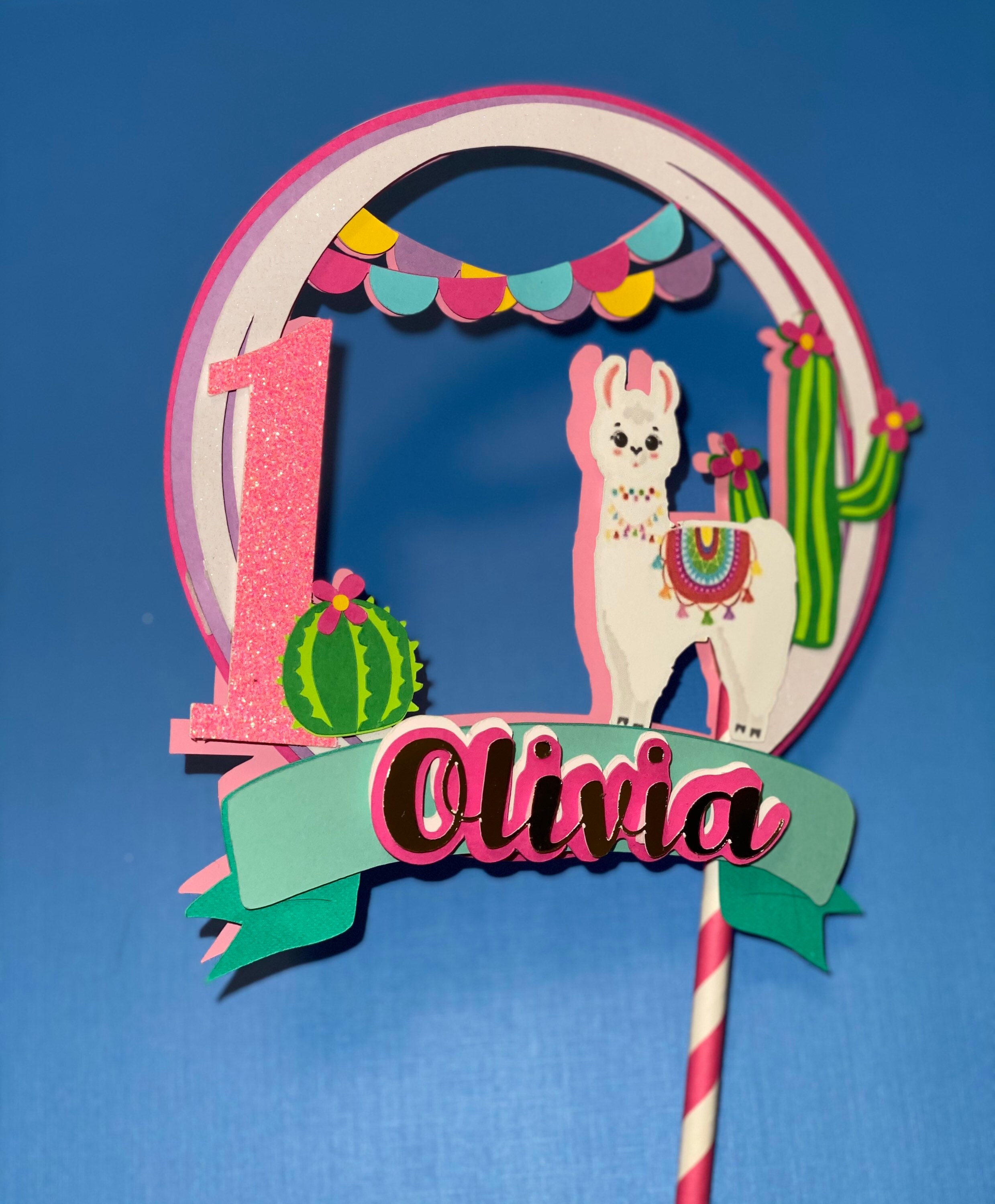 Inspired/ Llama Cake Topper/ Cactus/ Girls Birthday/ Treats Toppers ...