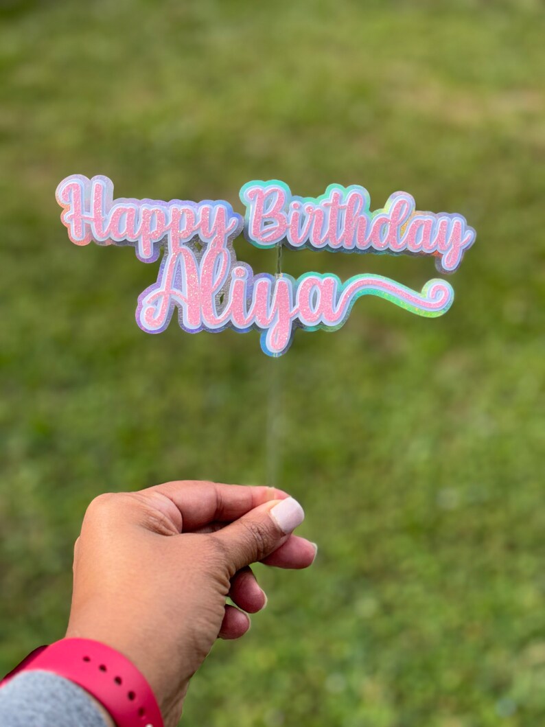 Customizable Name Aesthetic Cake Topper / Pink Cake Topper - Etsy