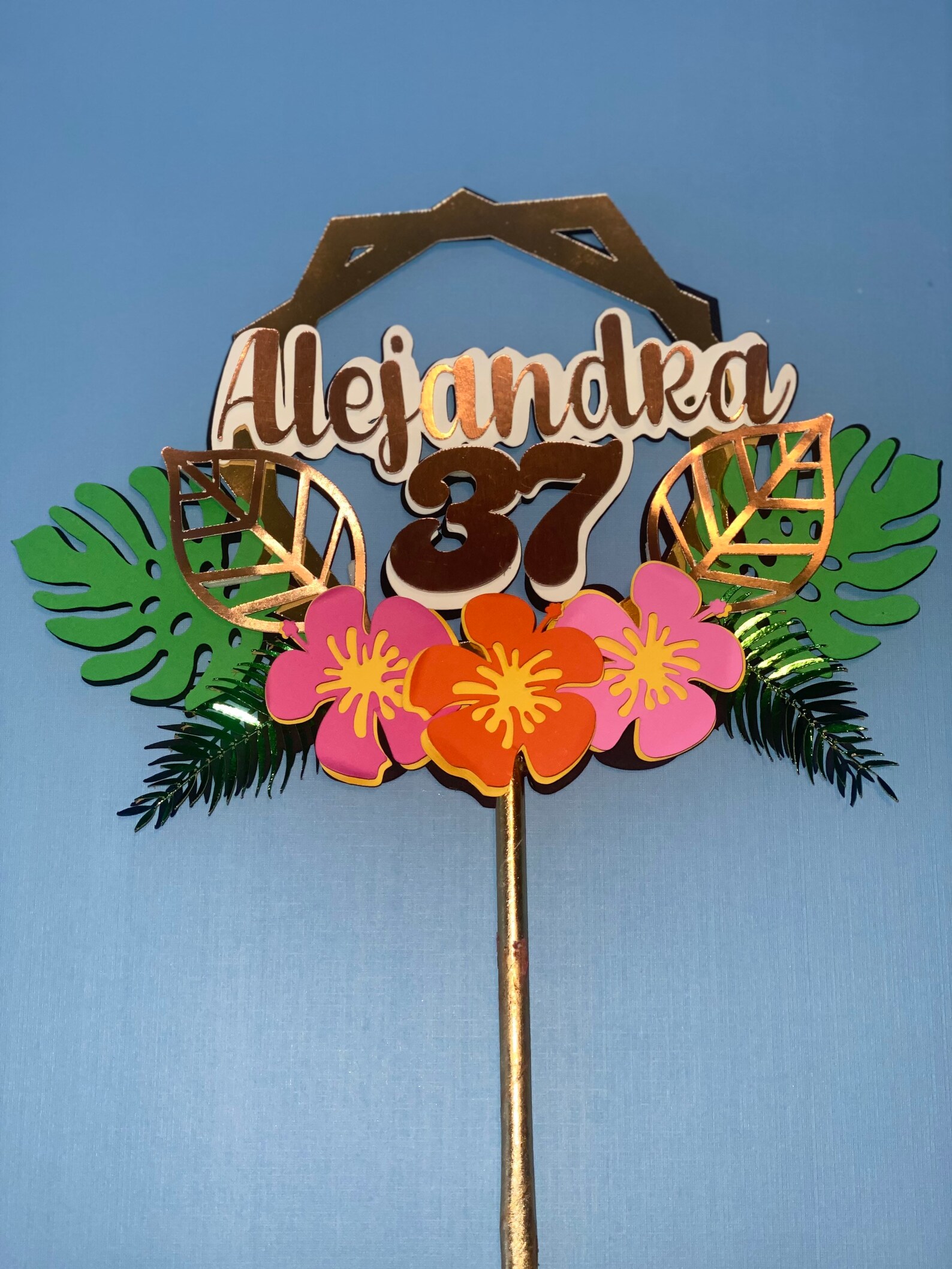 Inspired/ Tropical Cake Topper/ Flowers/ Woman Birthday/ Treats Toppers ...