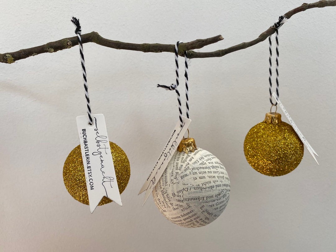 Christmas Tree Bauble Set of 3 Made of Book Pages of a Hymn Book and ...