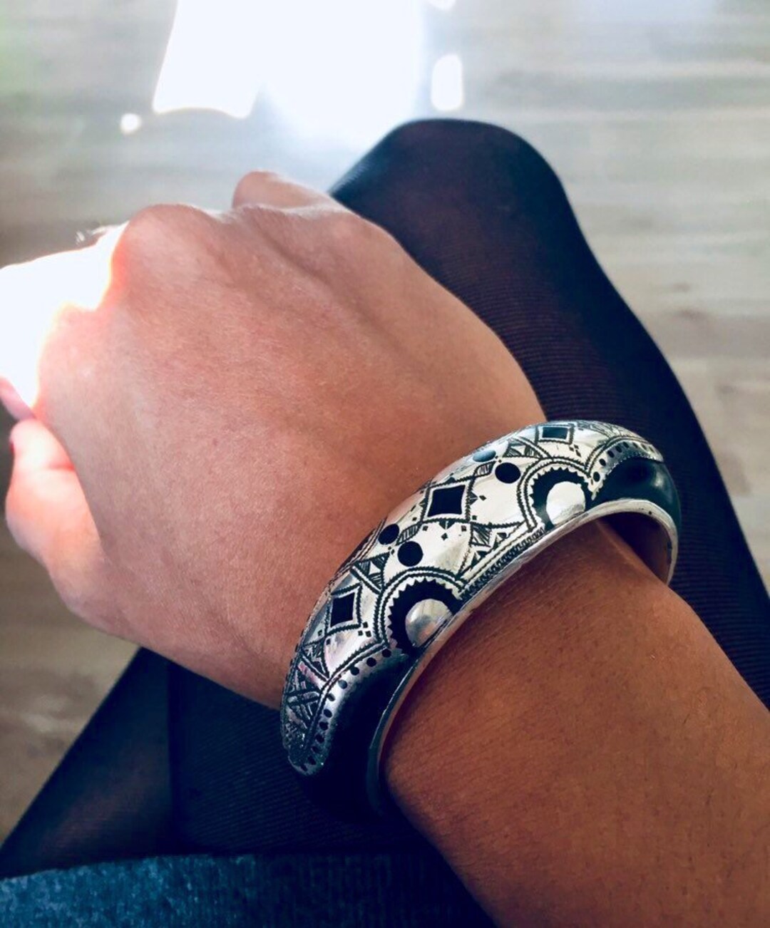 Traditional kadia Tuareg Junk Bracelets in Ebony Wood and Silver. - Etsy