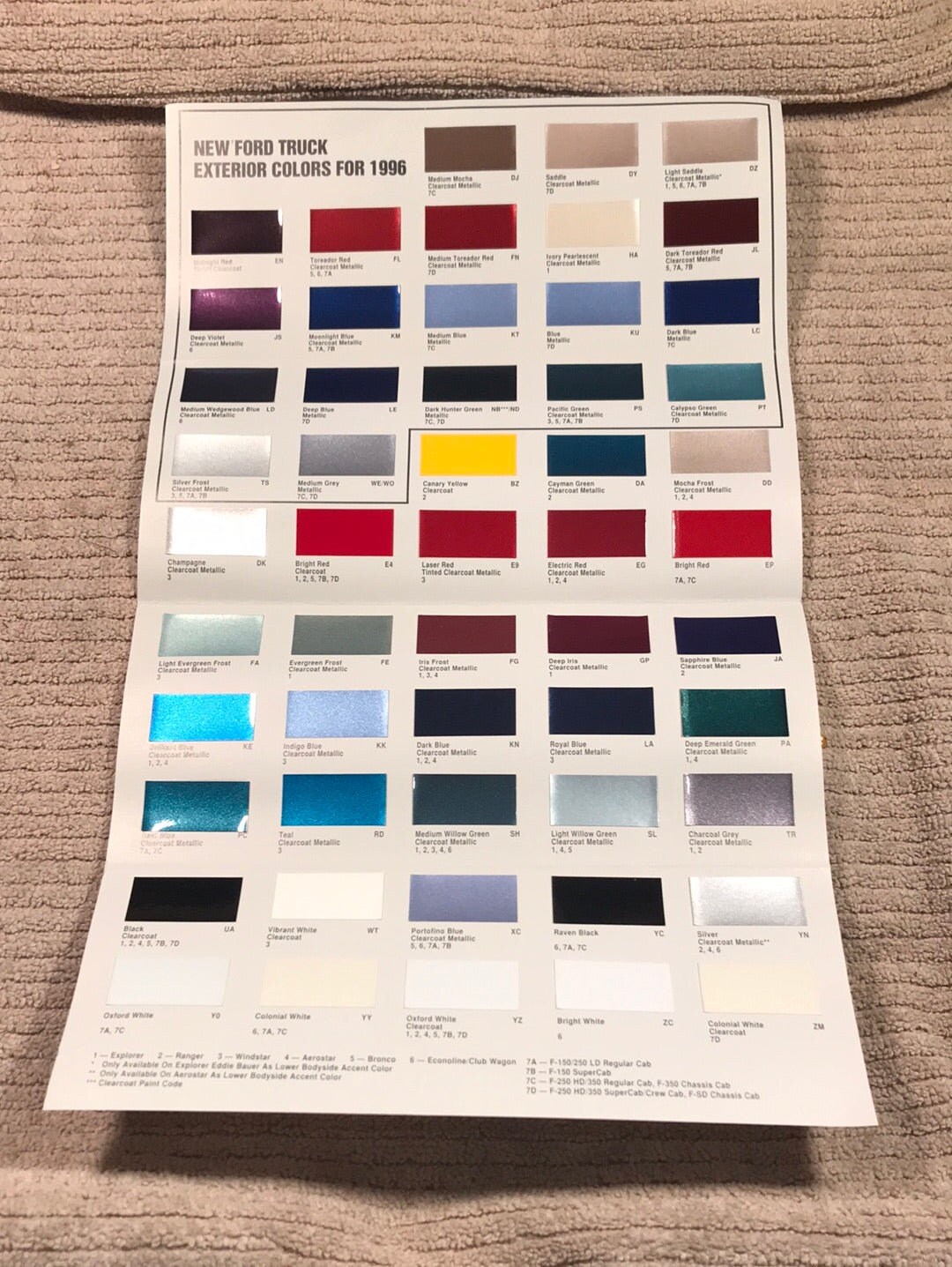 1996 Ford Truck Exterior Colors Brochure - Etsy