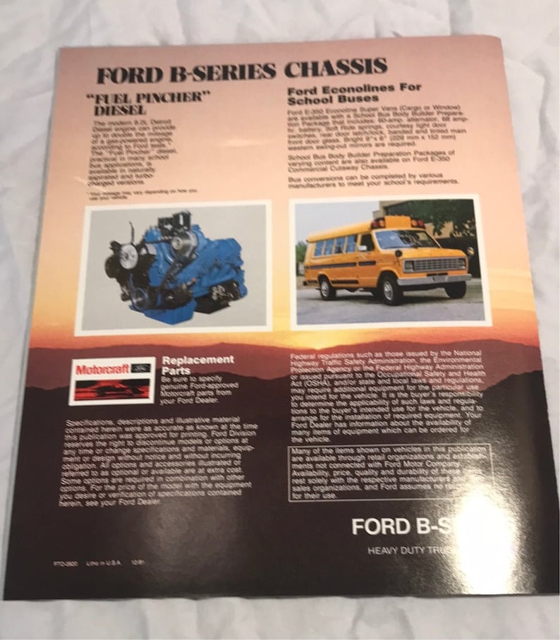 1982 Ford B Series Buses Sales Brochure - Etsy