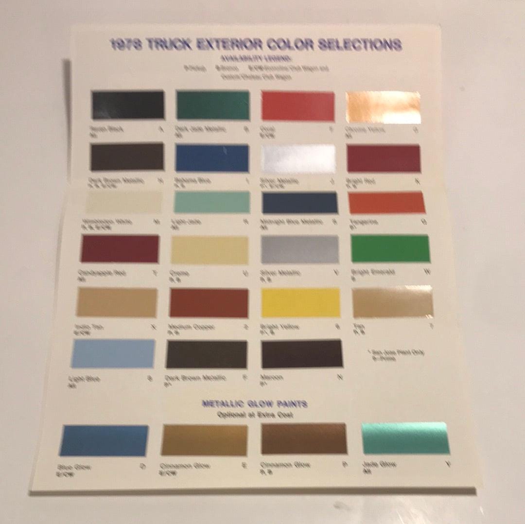 1978 Ford Light Truck Exterior Color Selections Brochure - Etsy