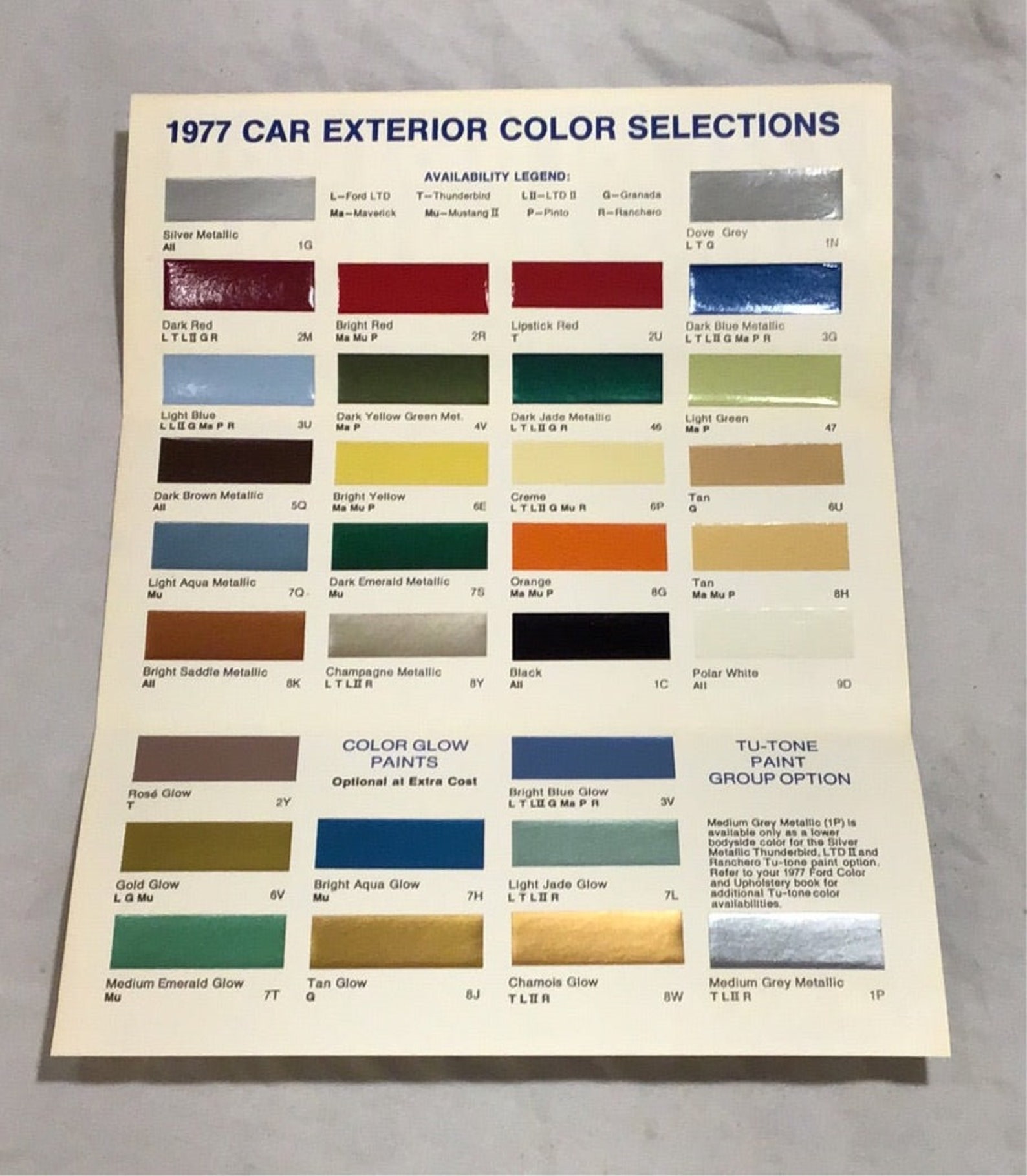 1977 Ford Car Exterior Color Selections Brochure - Etsy