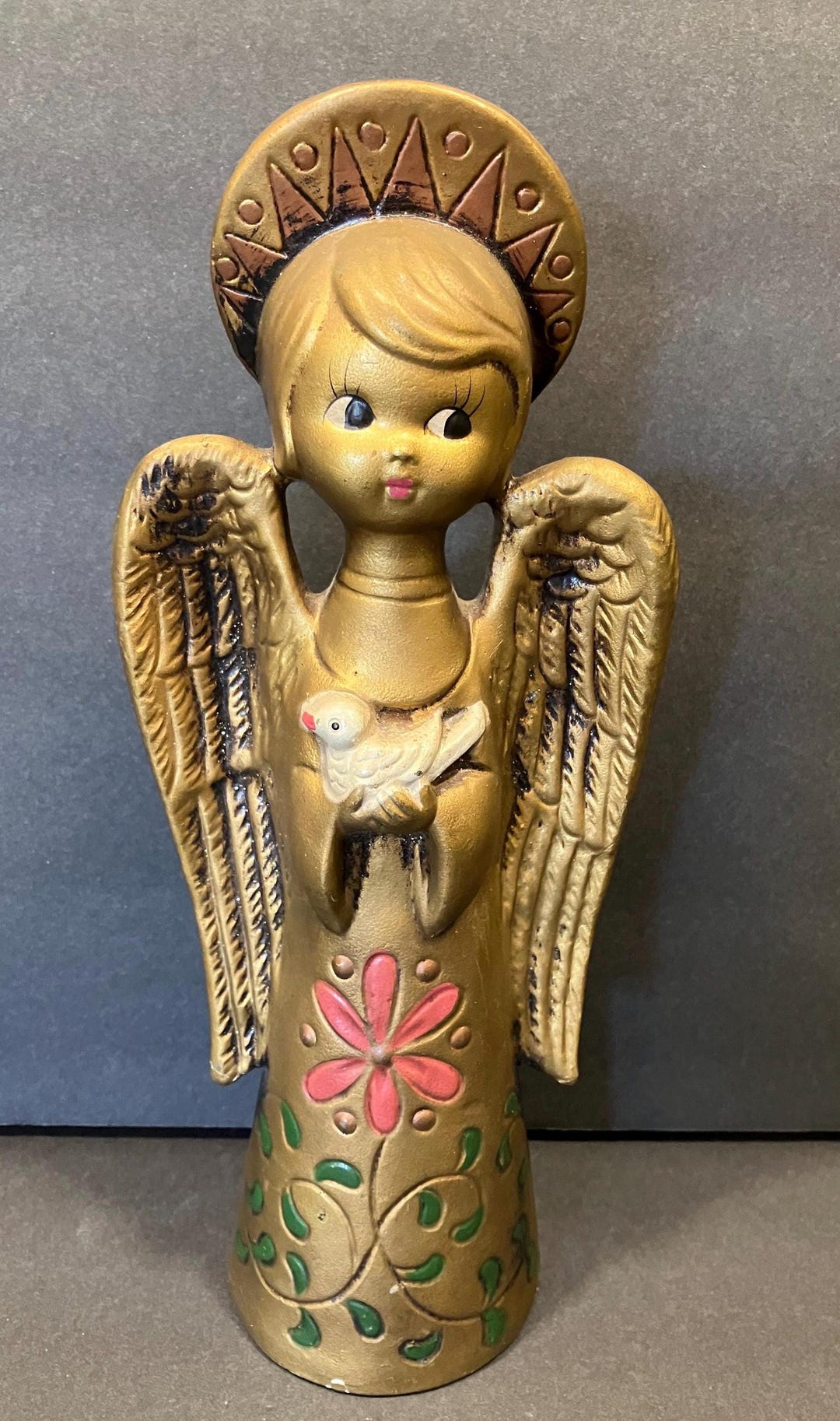 Vintage Holt Howard Style Christmas Gold Angel With Dove 10” *please ...