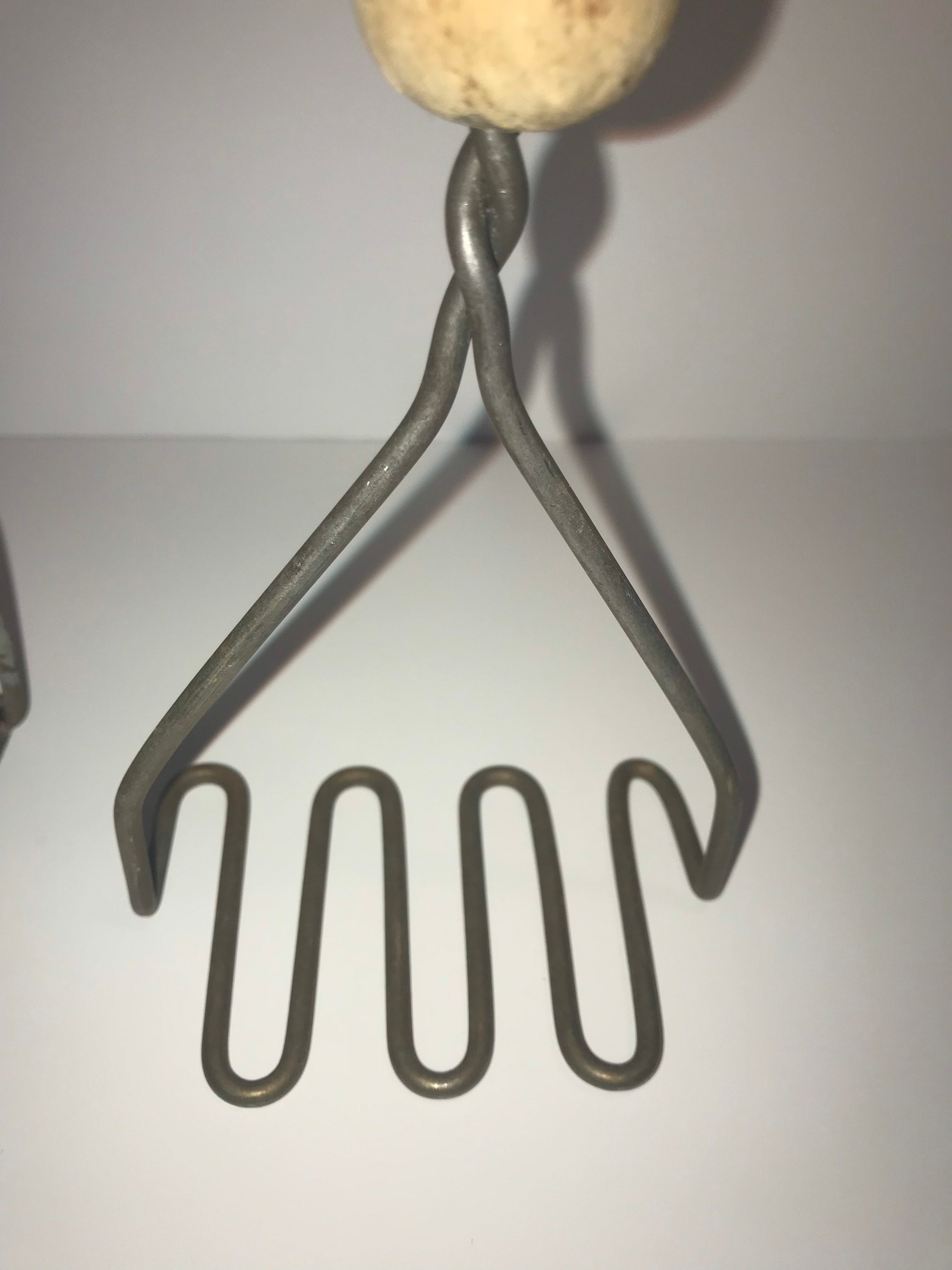 Vintage Primitive Potato Mashers Wood Handle Chipped Paint Twisted ...