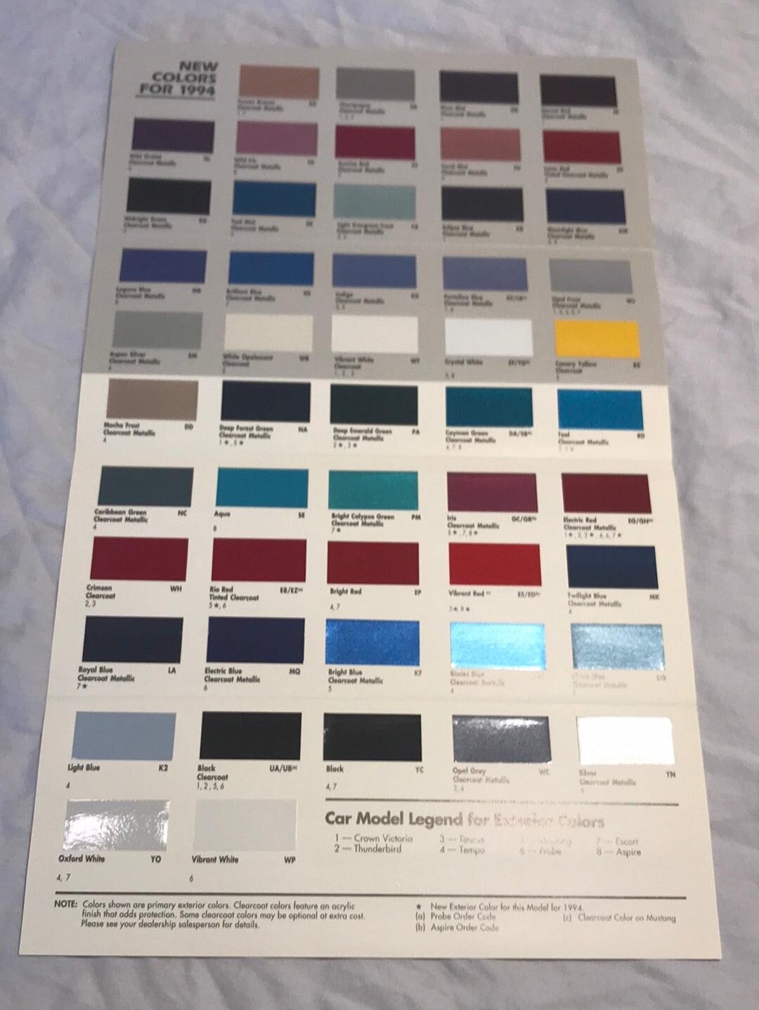 1994 Ford Passenger Car Exterior Colors Brochure - Etsy
