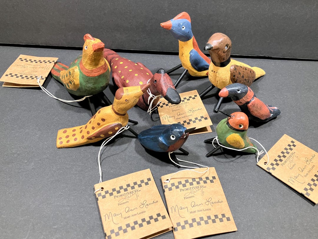 Set of 8 Primitive Birds Figurines Primitives by Kathy Presents Mary ...