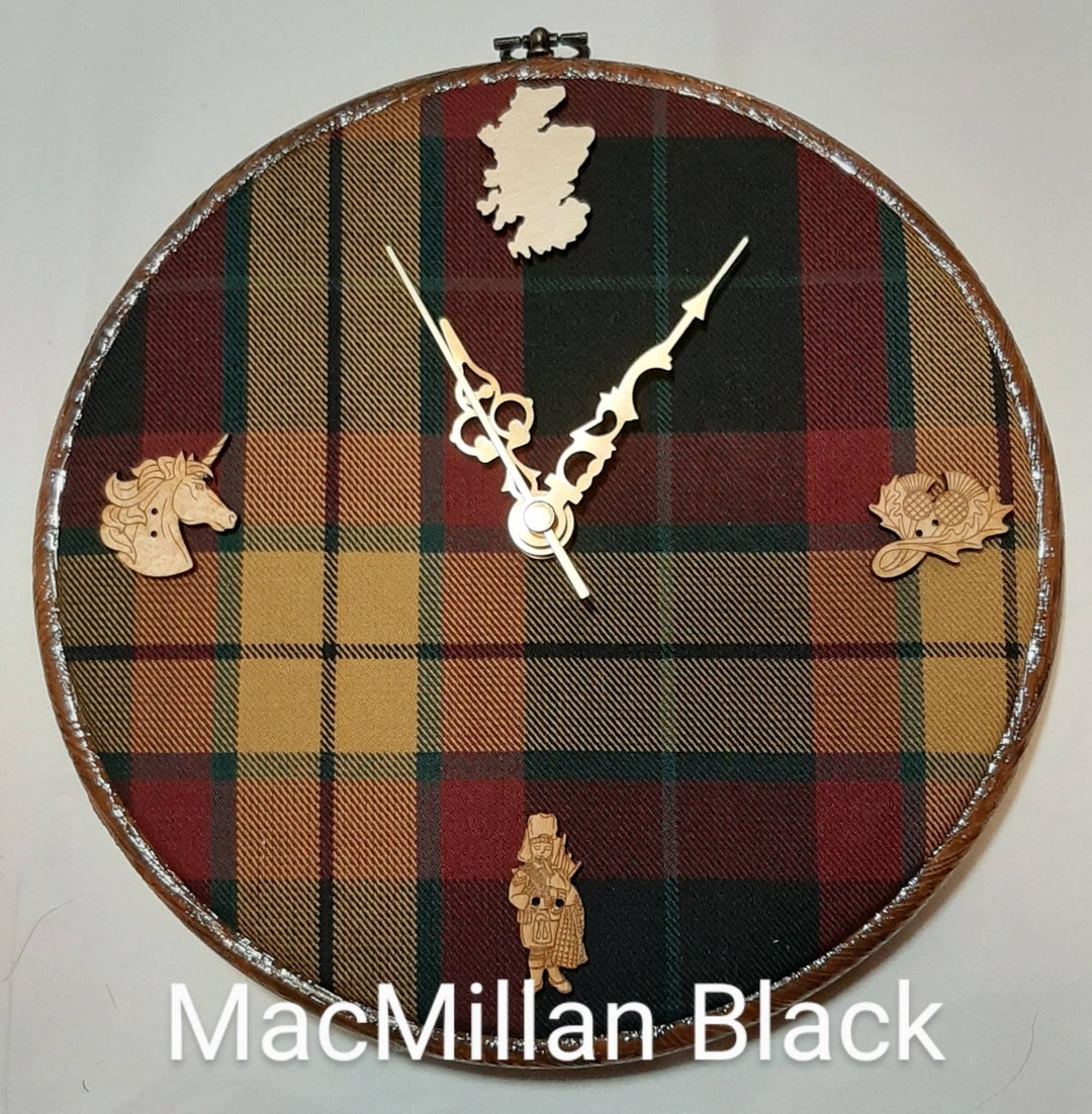 Macmillan Black Tartan 8" Wall Clock - Etsy