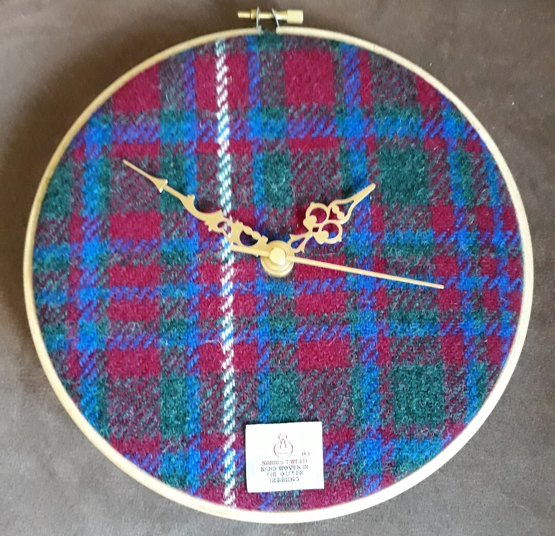 Red, Blue Harris Tweed Wall Clock - Etsy
