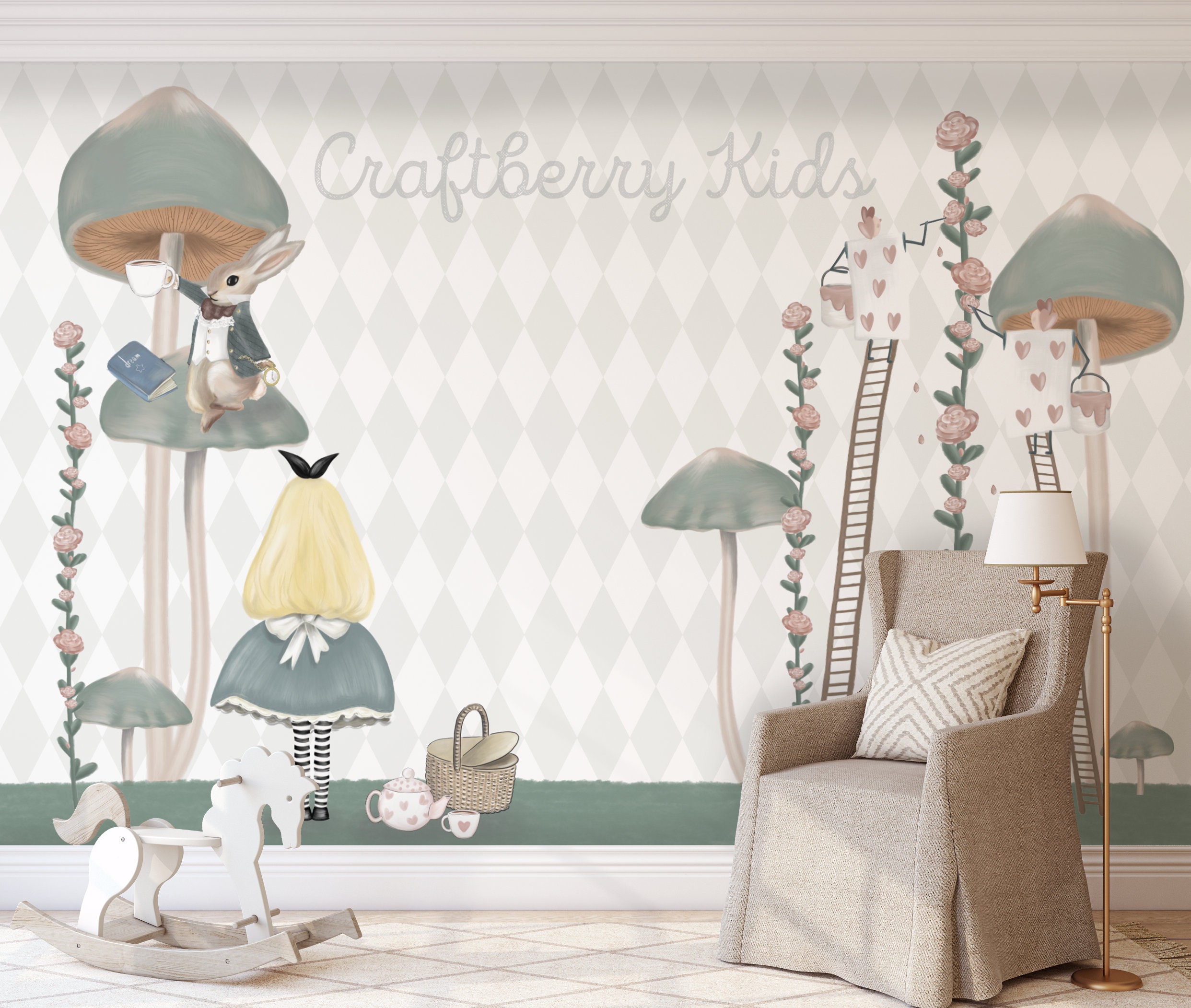 Alice In Wonderland Room Wallpaper