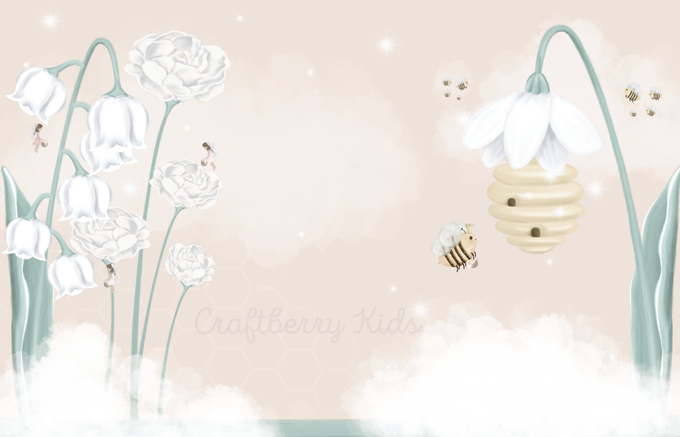 Queen Bee Wallpaper Editable Peel and Stick Honey Bee Floral - Etsy