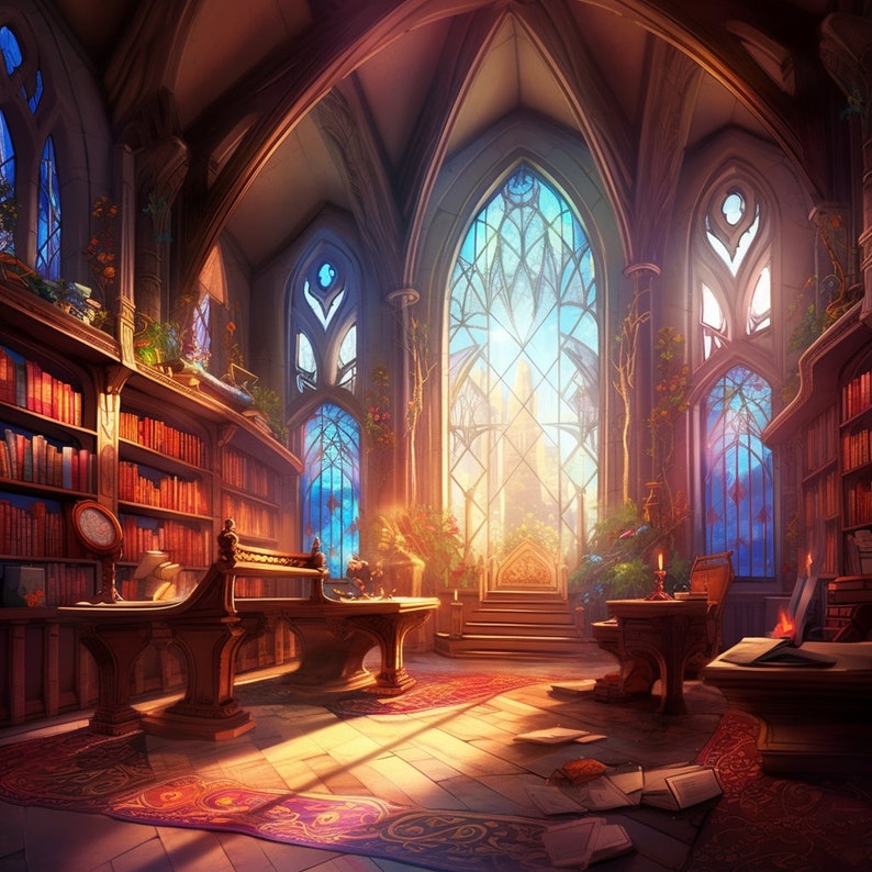 40+ Magic Library, Wizards Study, Library, Digital Art, DND Backdrop - Etsy