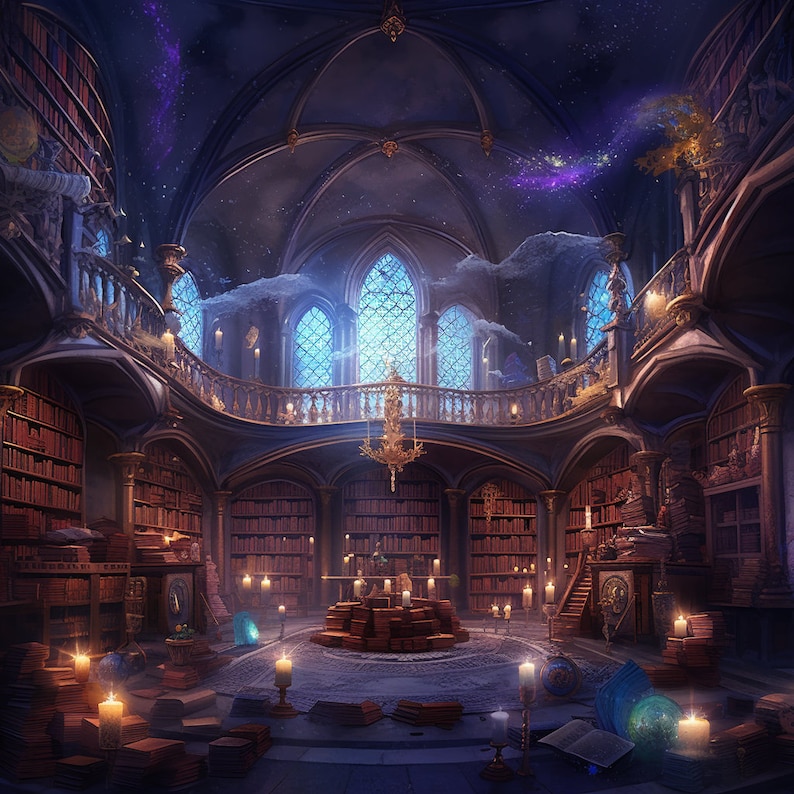 40+ Magic Library, Wizards Study, Library, Digital Art, DND Backdrop - Etsy