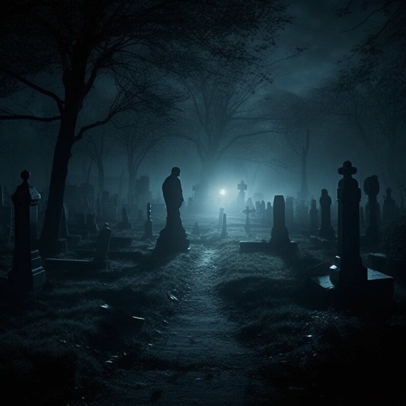 30+ Haunted Graveyard, Tombstone, Scary Bats, Digital Art, DND Backdrop ...