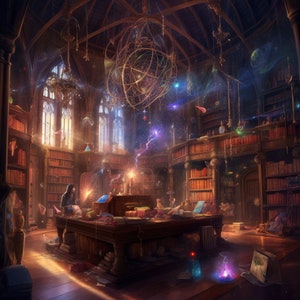 40+ Magic Library, Wizards Study, Library, Digital Art, DND Backdrop - Etsy