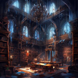 40+ Magic Library, Wizards Study, Library, Digital Art, DND Backdrop - Etsy