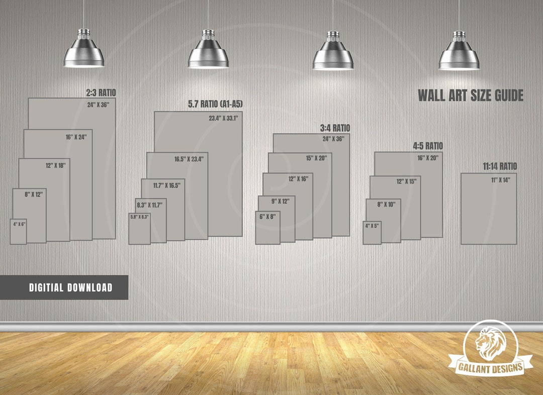 Gallery Wall Art Size Guide Mock Up, Digital Print Guide, Display Wall ...