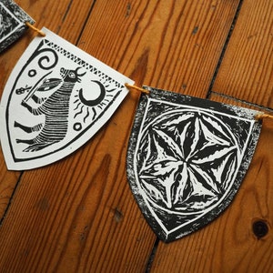 Medieval Linocut Paper Garland - Hexafoil Wall Decor - Folk Music Home ...