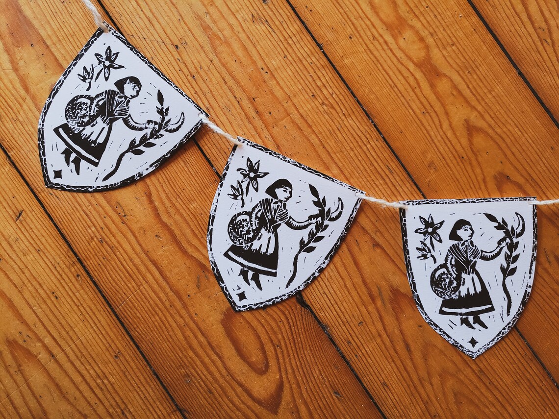 Herbalist Garland - Medieval Linocut Paper Garland - 150cm - Etsy