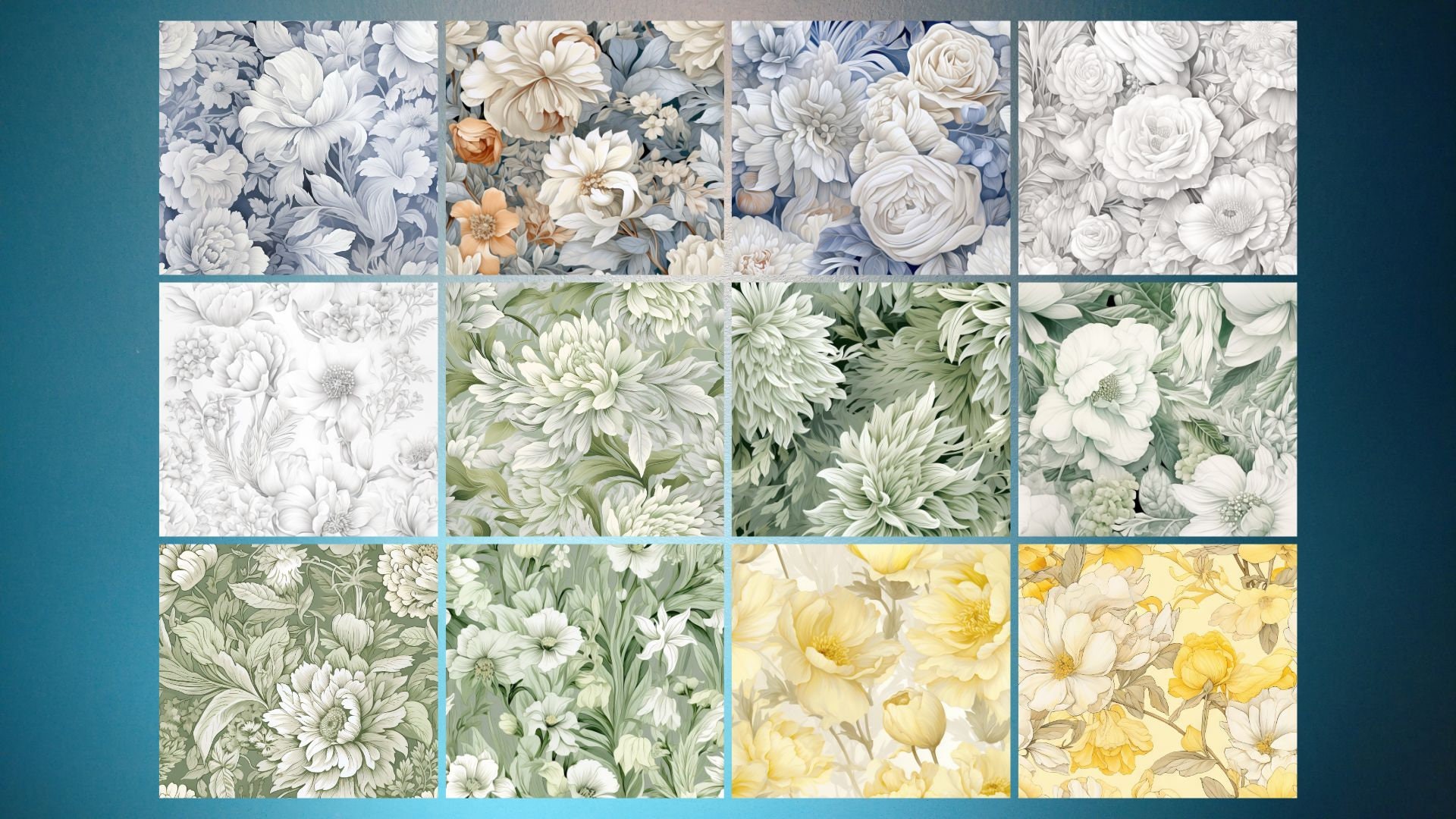 Daisy Flowers Digital Seamless Paper, Home Decor Digital Paper, 30 ...