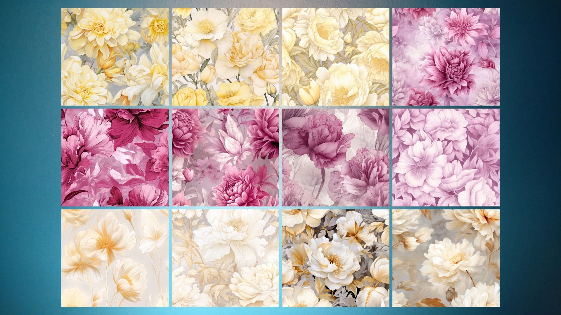 Daisy Flowers Digital Seamless Paper, Home Decor Digital Paper, 30 ...