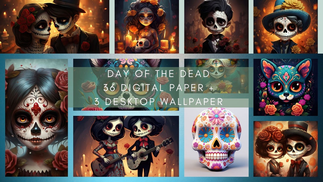 Day of the Dead Digital Paper Printable, 36 Cute Paper Prints + 3 Day ...
