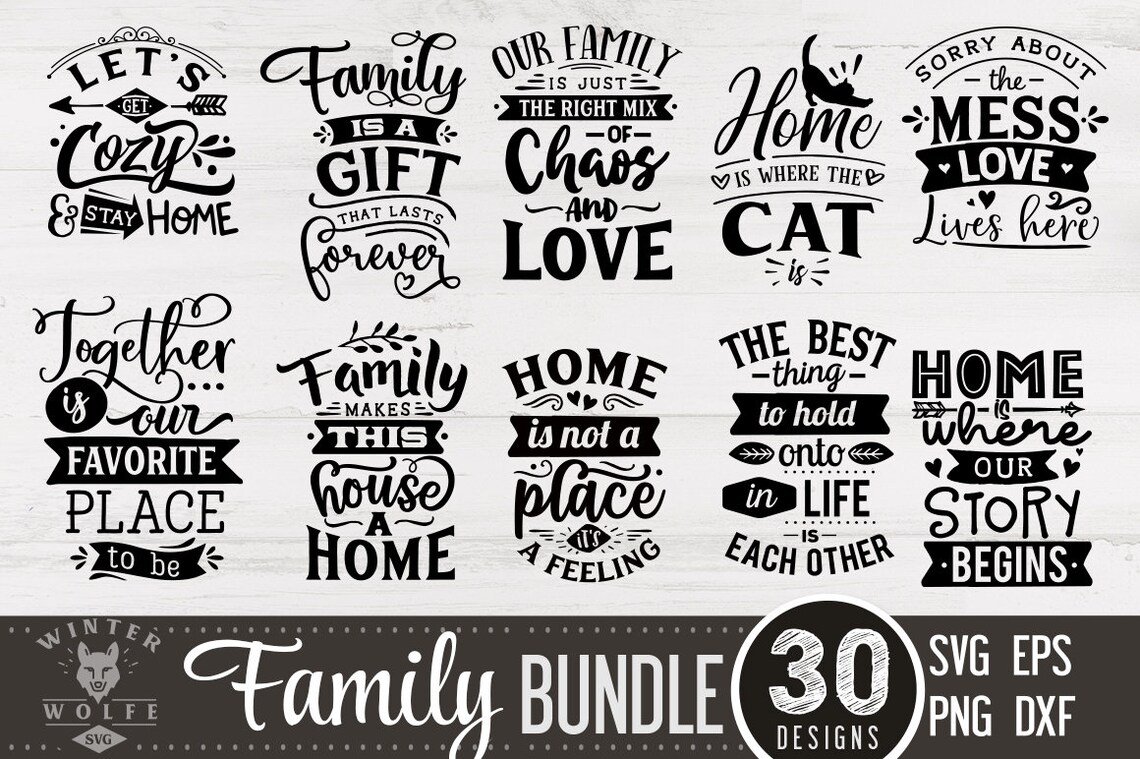 Family Bundle 30 Designs SVG Cut File - Commercial Use Svg Dxf Png Eps ...