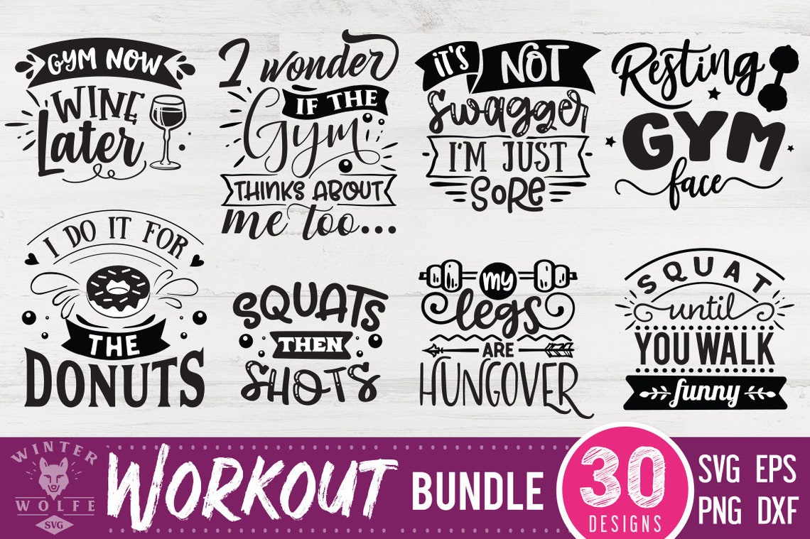 Workout Bundle 30 Designs SVG Cut File Commercial Use Svg - Etsy