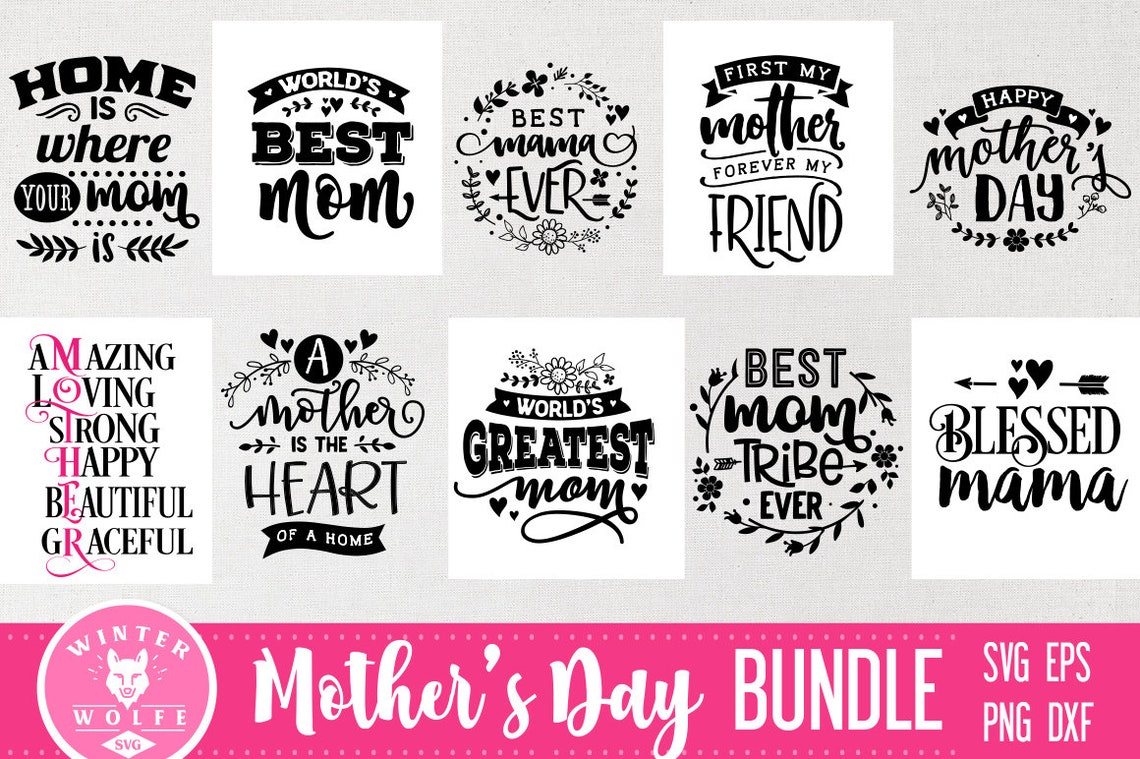 Mother's Day Bundle 10 Designs SVG Cut File Commercial - Etsy