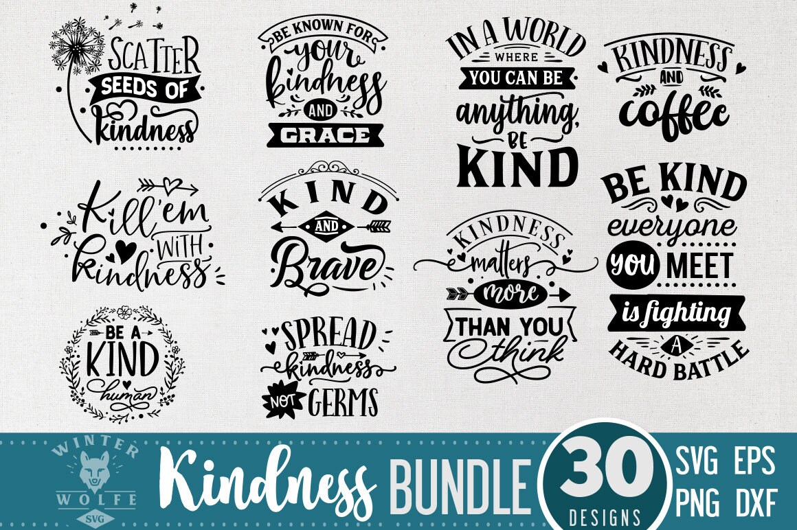 Kindness Bundle 30 Designs SVG Cut File Commercial Use Svg - Etsy