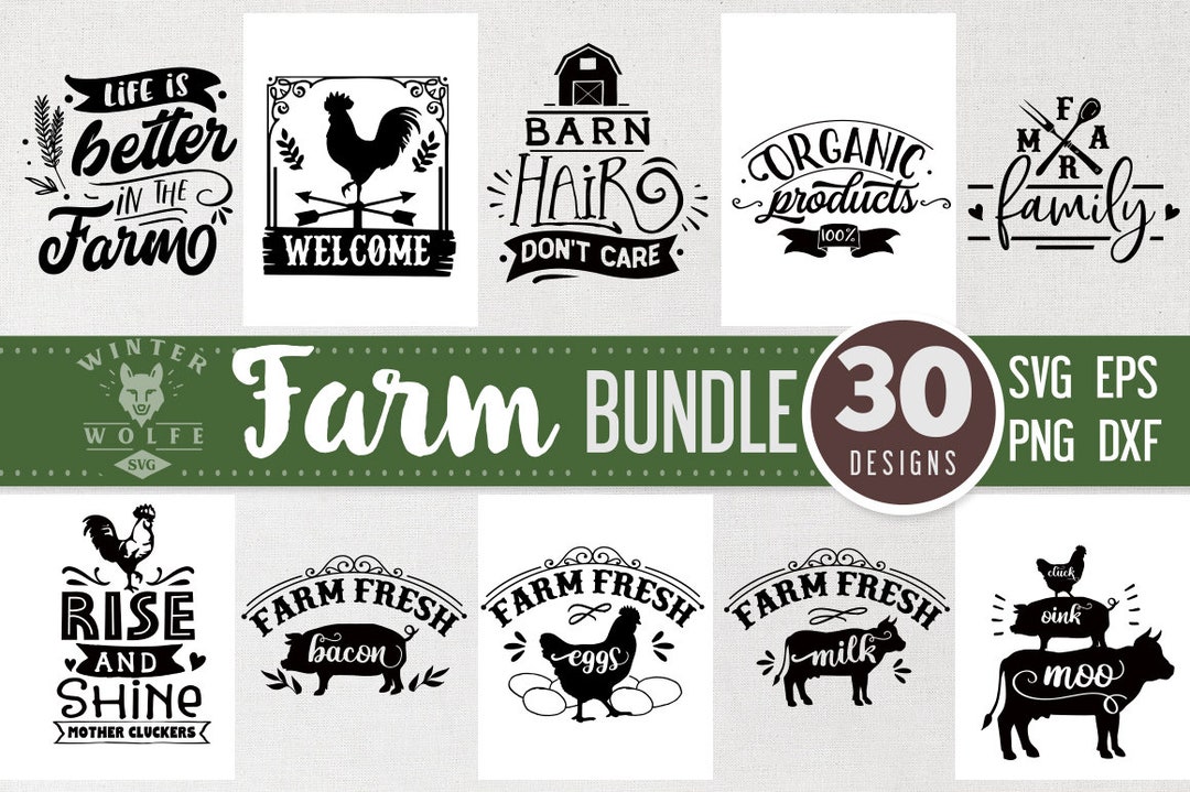 Farm Bundle 30 Designs SVG Cut File - Commercial Use Svg Dxf Png Eps - Etsy