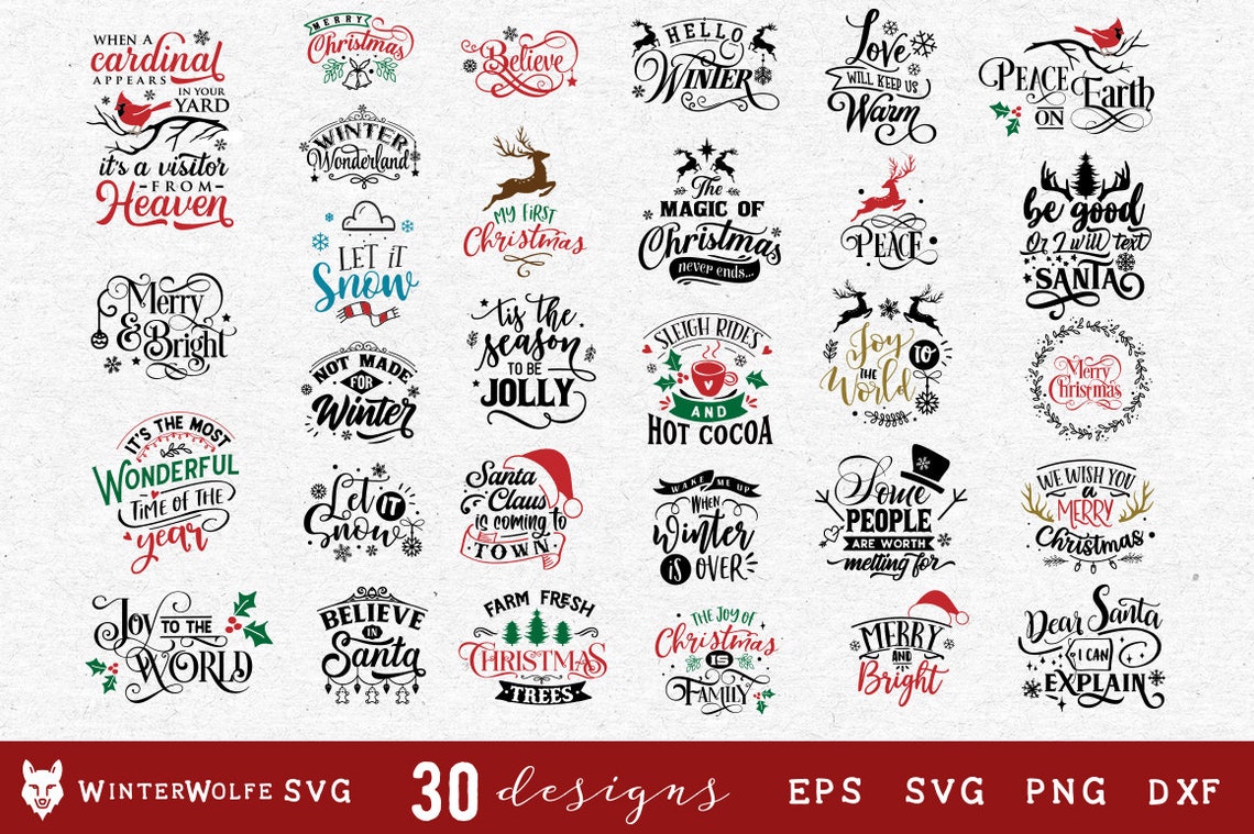 Christmas Bundle 30 Designs SVG Cut File - Commercial Use Svg Dxf Png ...